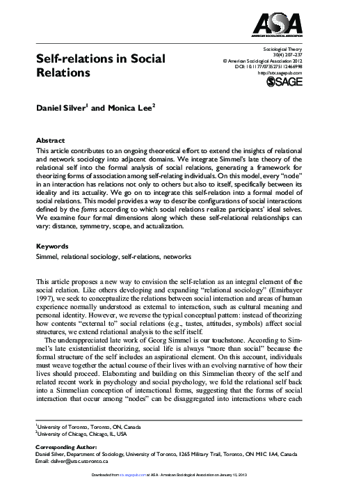 (PDF) Self-relations in Social Relations