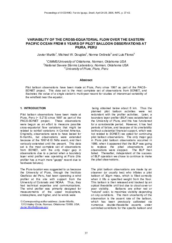 (PDF) Variability of the meridional flow near the Equator from 8 years ...