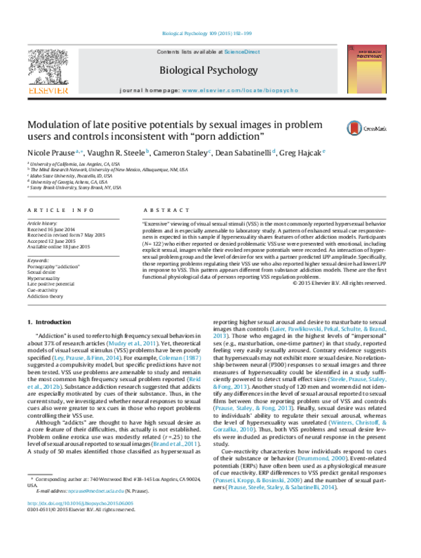 (PDF) Modulation of late positive potentials by sexual images in problem users and controls ...