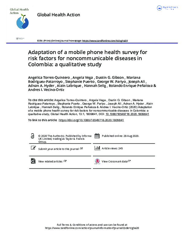 (PDF) Adaptation of a mobile phone health survey for risk factors for ...