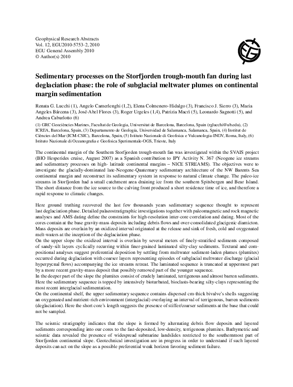 (PDF) Sedimentary processes on the Storfjorden trough-mouth fan during ...