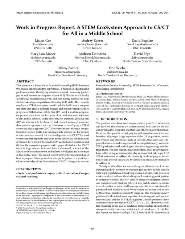 (PDF) Work in Progress Report