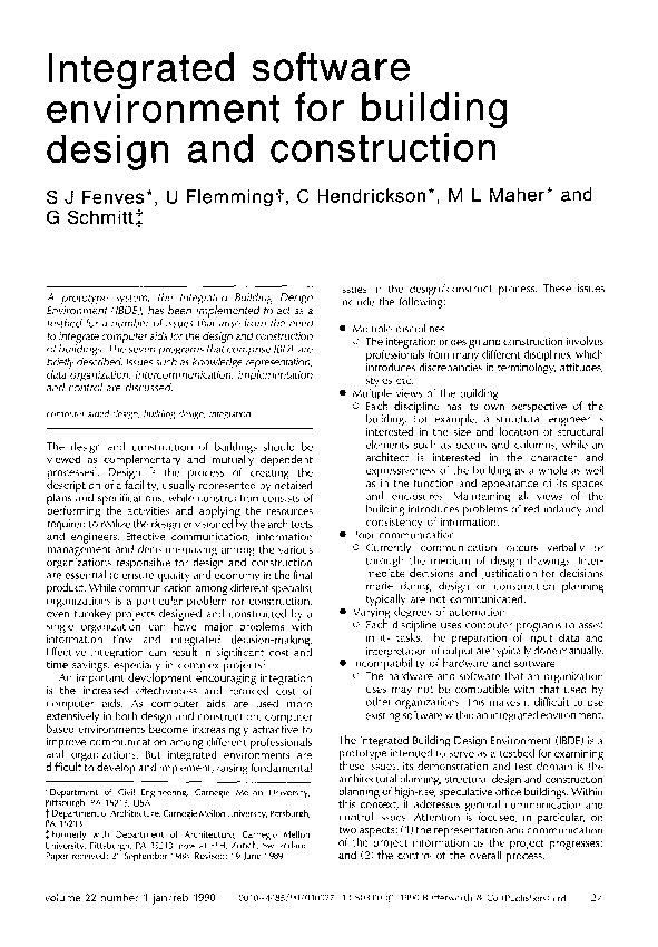 (PDF) Integrated software environment for building design and construction