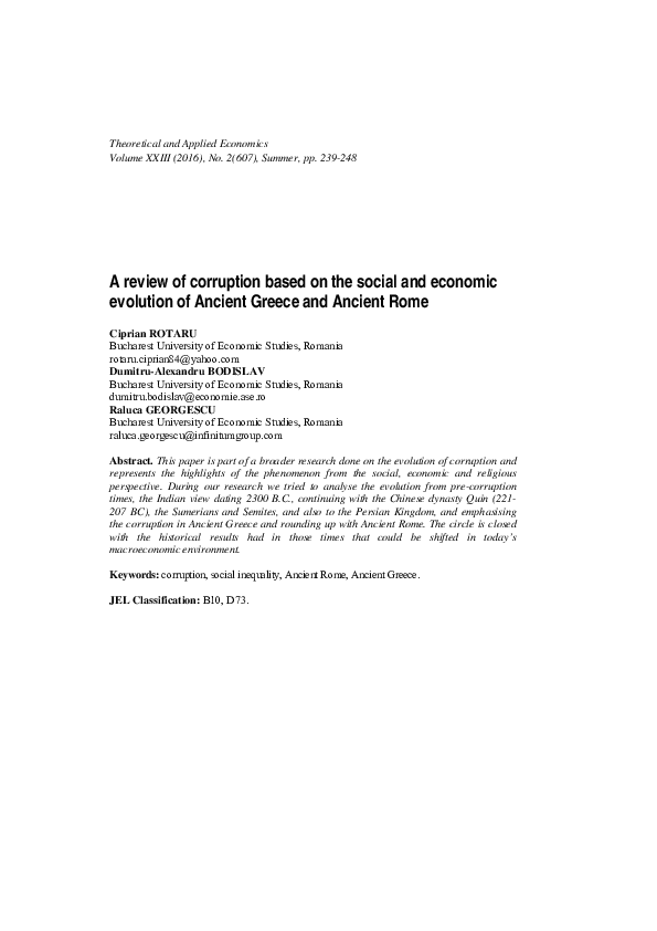 (PDF) A review of corruption based on the social and economic evolution ...