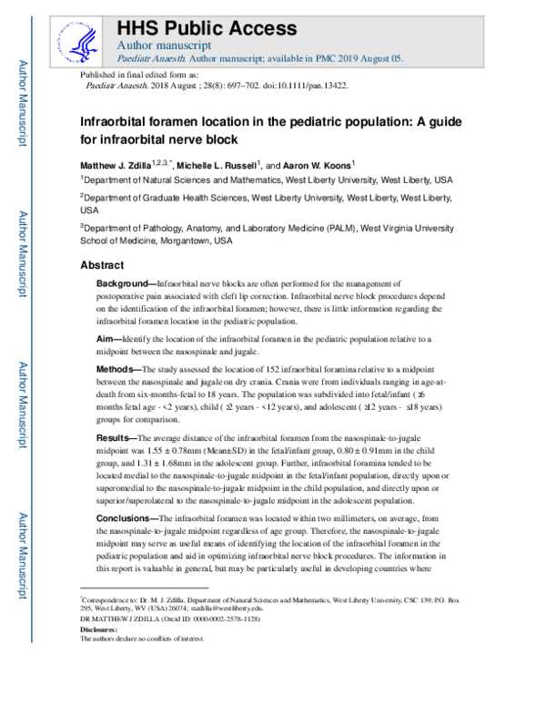 (PDF) Infraorbital foramen location in the pediatric population: A ...