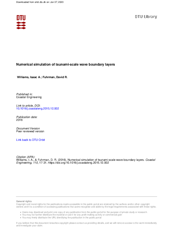 (PDF) Numerical simulation of tsunami-scale wave boundary layers