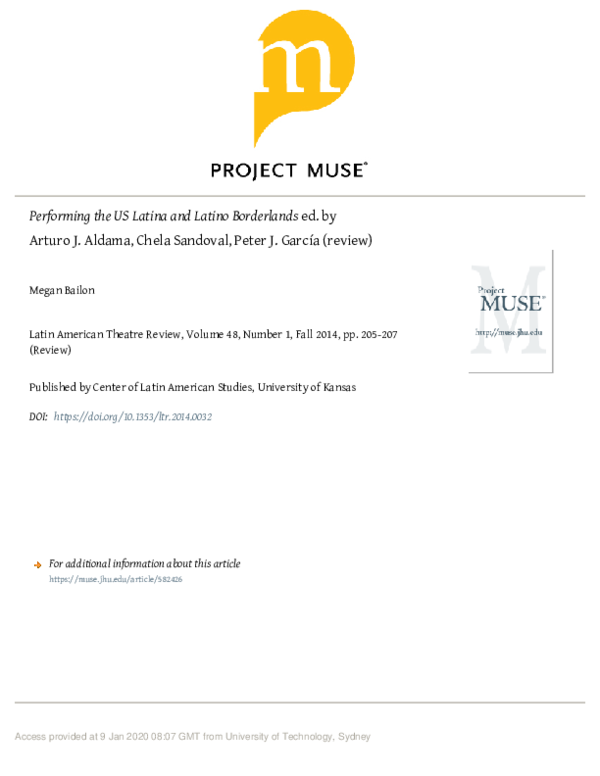 (PDF) Performing the US Latina and Latino Borderlands ed. by Arturo J ...