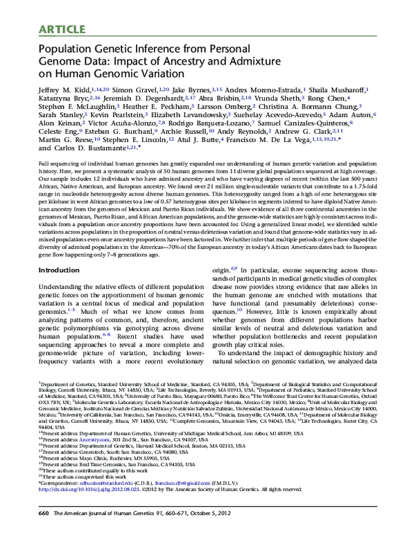 (PDF) Population Genetic Inference from Personal Genome Data: Impact of ...