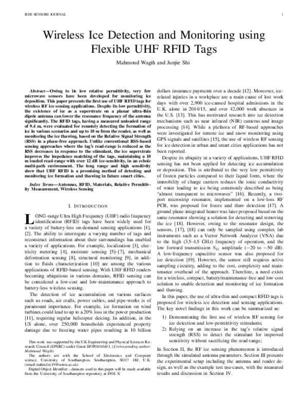 Wireless Ice Detection and Monitoring using Flexible UHF RFID Tags