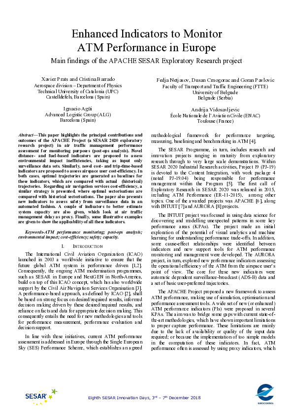 (PDF) Enhanced Indicators to Monitor ATM Performance in Europe. Main findings of the APACHE ...