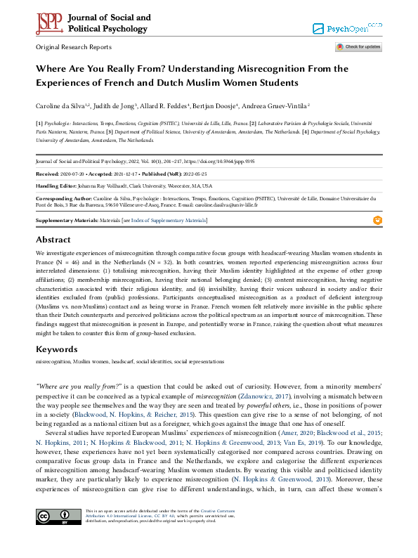 Where are you really from? Understanding misrecognition from the ...