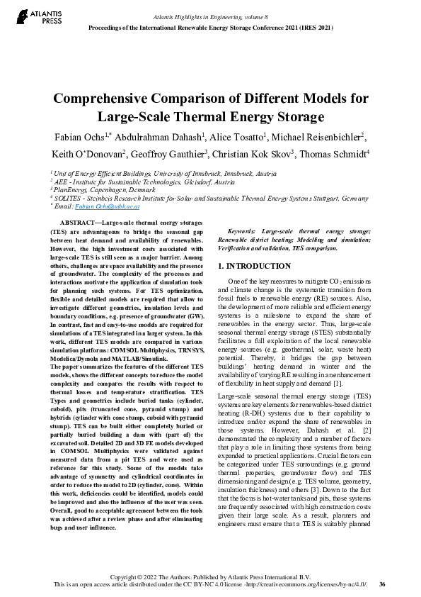 Pdf Comprehensive Comparison Of Different Models For Large Scale Thermal Energy Storage