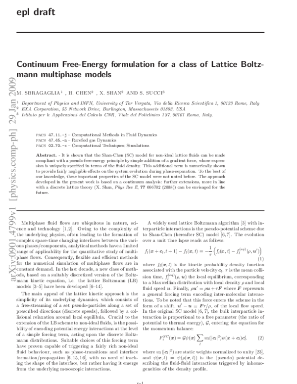 (PDF) Continuum free-energy formulation for a class of lattice Boltzmann multiphase models