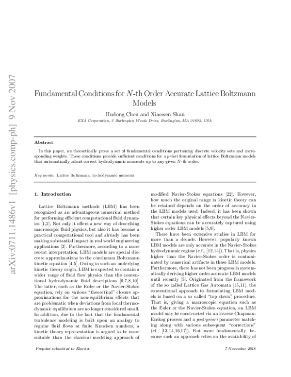 Pdf Fundamental Conditions For N Th Order Accurate Lattice Boltzmann Models