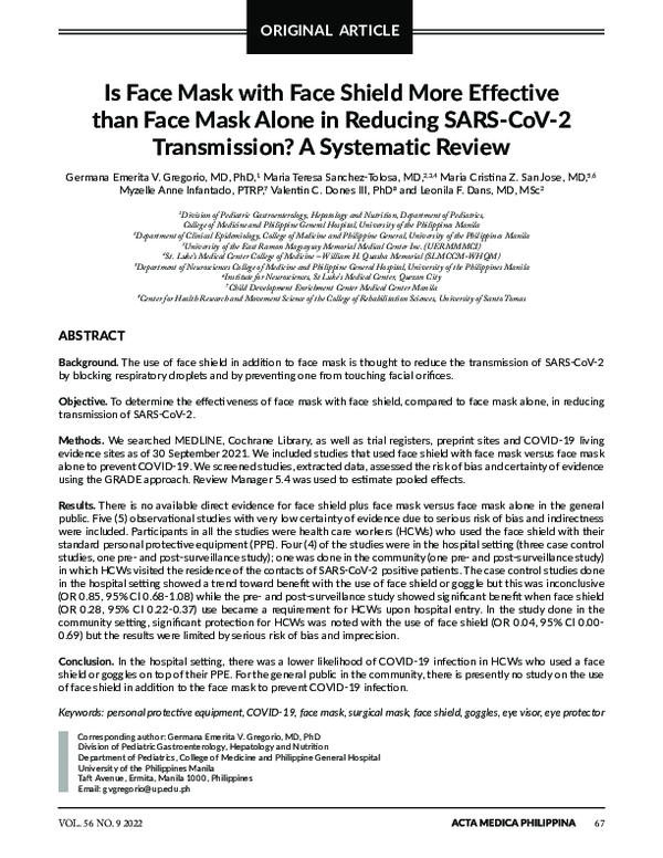 (PDF) Is Face Mask with Face Shield More Effective than Face Mask Alone ...