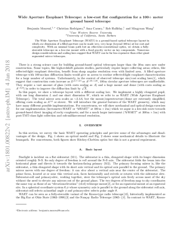 (PDF) Wide Aperture Exoplanet Telescope: a low-cost flat configuration ...
