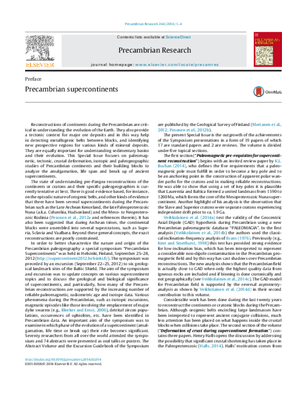 (PDF) Precambrian supercontinents
