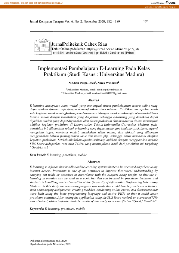 (PDF) Implementasi Pembelajaran E-Learning Pada Kelas Praktikum (Studi ...