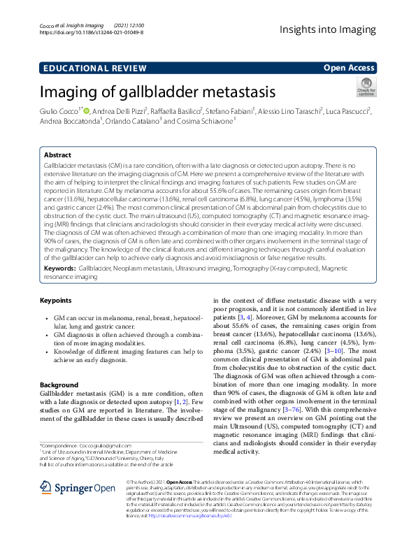 (PDF) Imaging of gallbladder metastasis