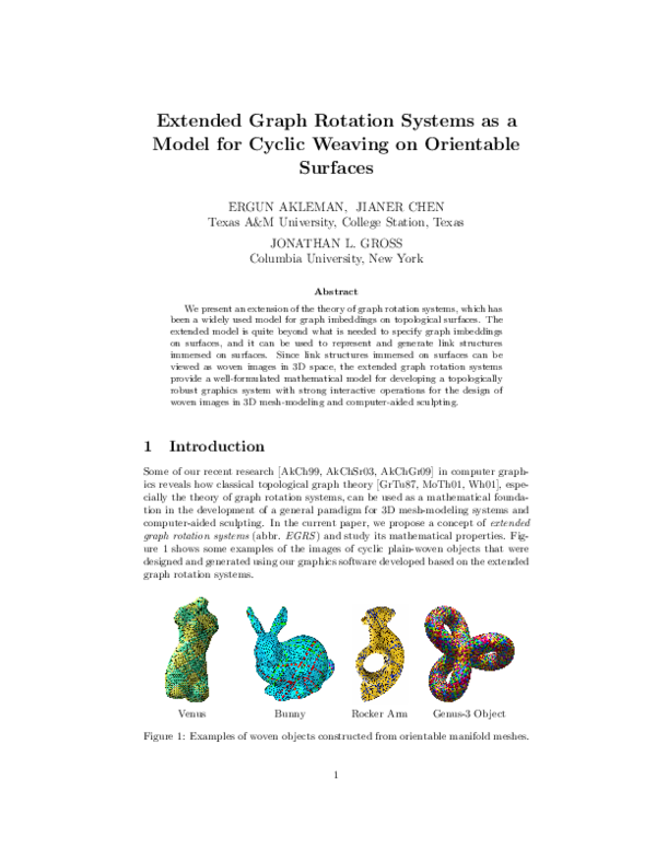 (PDF) Graph Rotation Systems for Cyclic Weaving