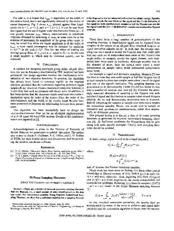 (PDF) III-posed sampling theorems