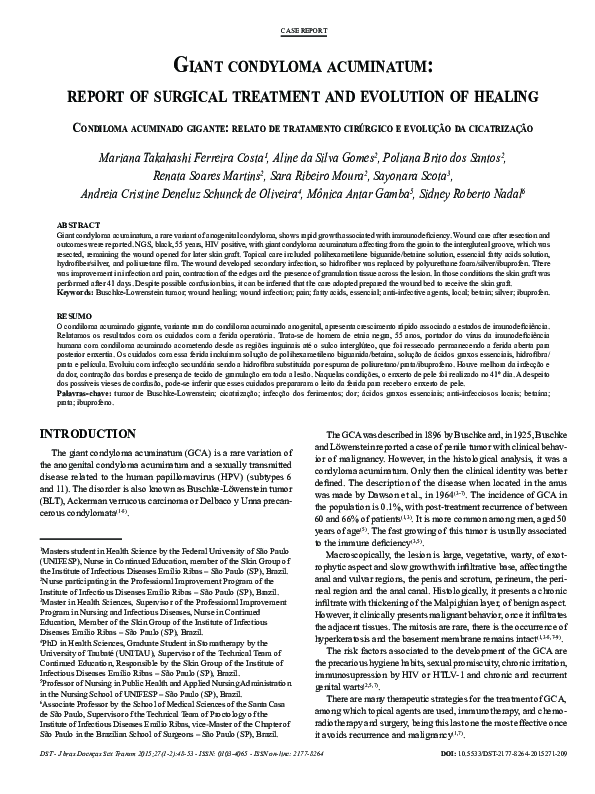 (PDF) Giant condyloma acuminatum: report of surgical treatment and ...