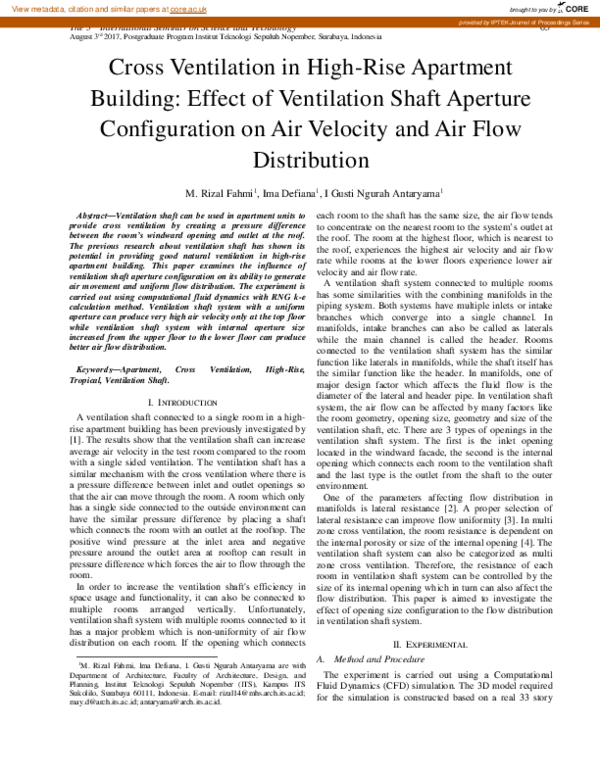 (PDF) Cross Ventilation in High-Rise Apartment Building: Effect of ...