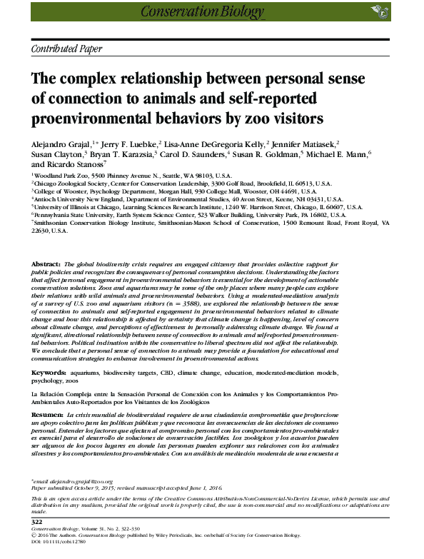 (PDF) The complex relationship between personal sense of connection to ...