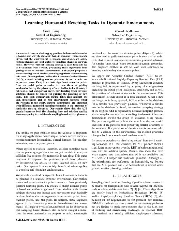 (PDF) Learning humanoid reaching tasks in dynamic environments
