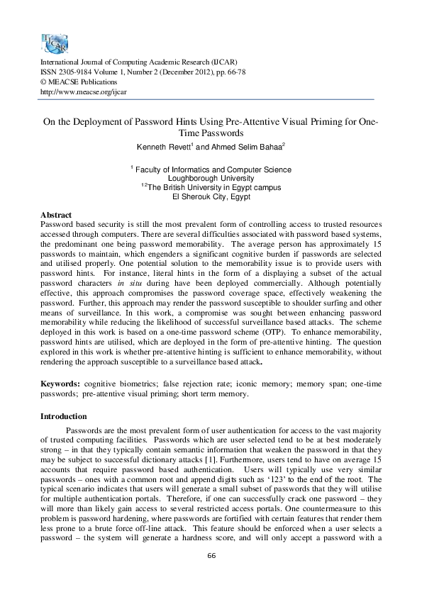 (PDF) On the Deployment of Password Hints Using Pre-Attentive Visual ...