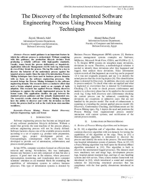 (PDF) The Discovery of the Implemented Software Engineering Process Using Process Mining Techniques