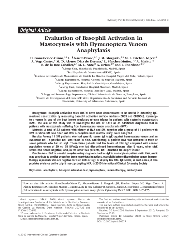 (PDF) Evaluation of basophil activation in mastocytosis with ...