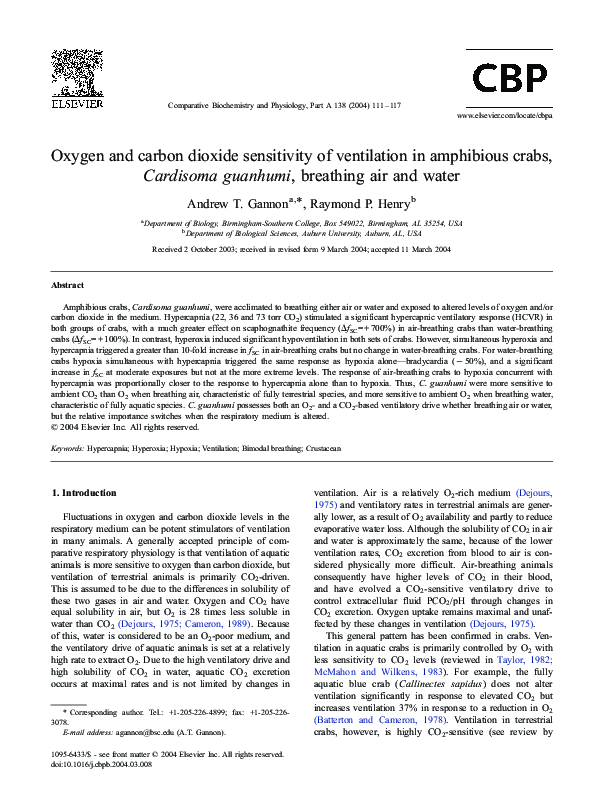 (PDF) Oxygen and carbon dioxide sensitivity of ventilation in ...