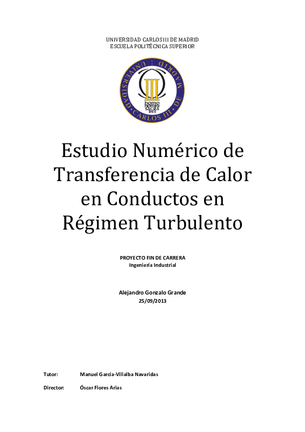 (PDF) Estudio numérico de transferencia de calor en conductos en ...