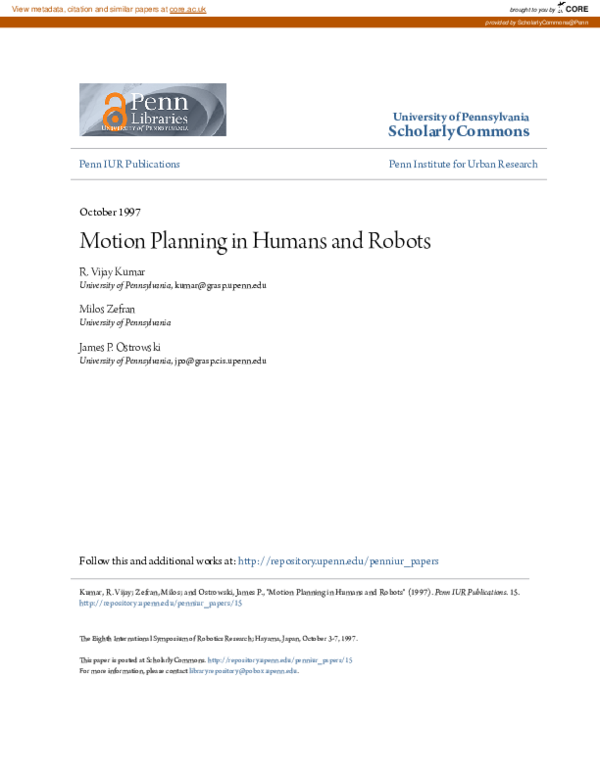 (PDF) Motion planning in humans and robots