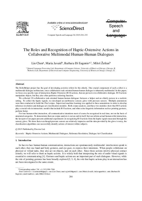 (PDF) The roles and recognition of Haptic-Ostensive actions in collaborative multimodal human ...