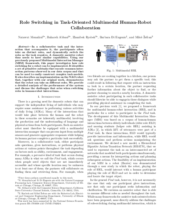 (PDF) Role Switching in Task-Oriented Multimodal Human-Robot Collaboration