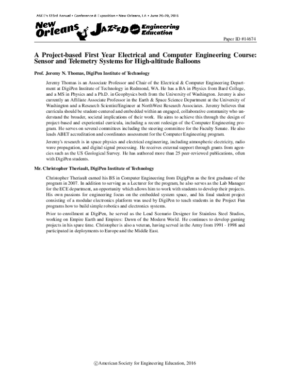 (PDF) Project-Based Engineering Course on Sensors