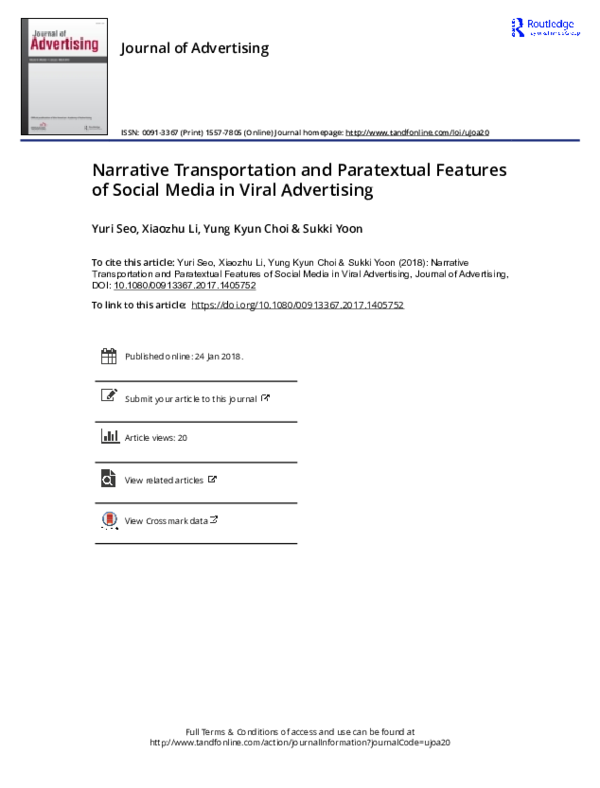 (PDF) Narrative Transportation and Paratextual Features of Social Media ...