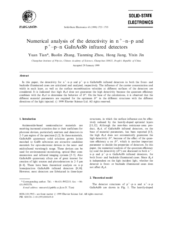 (PDF) Numerical analysis of the detectivity in n+–n–p and p+–p–n ...