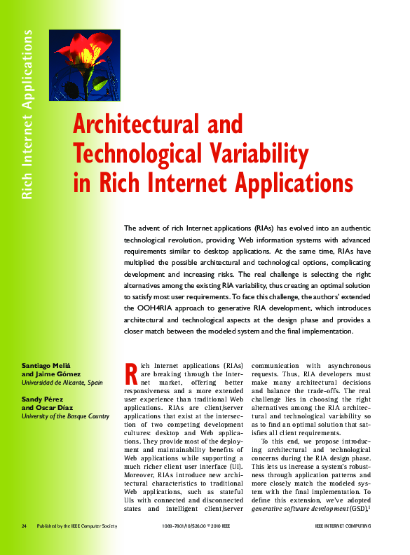 (PDF) Architectural and Technological Variability in Rich Internet Applications