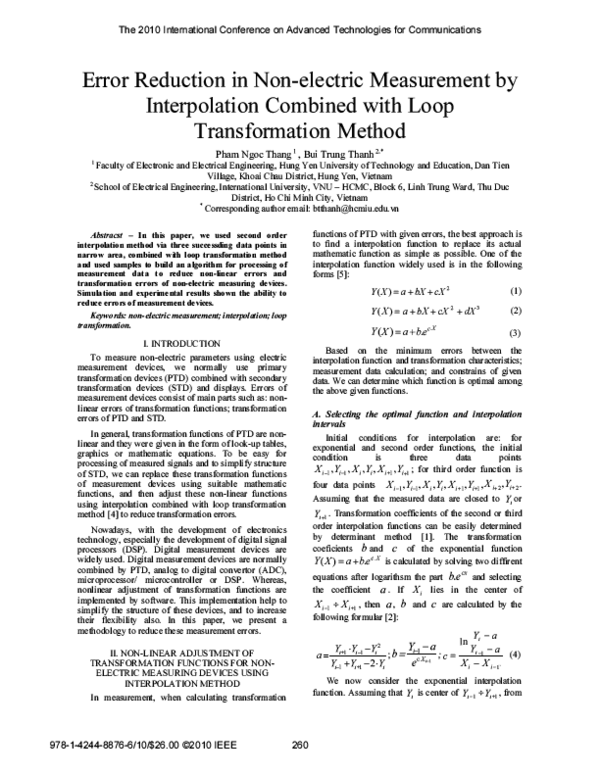 (PDF) Error reduction in non-electric measurement by interpolation combined with loop ...