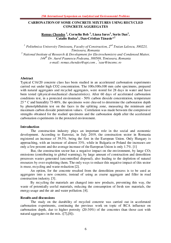 (PDF) Carbonation of some concrete mixtures using recycled concrete ...