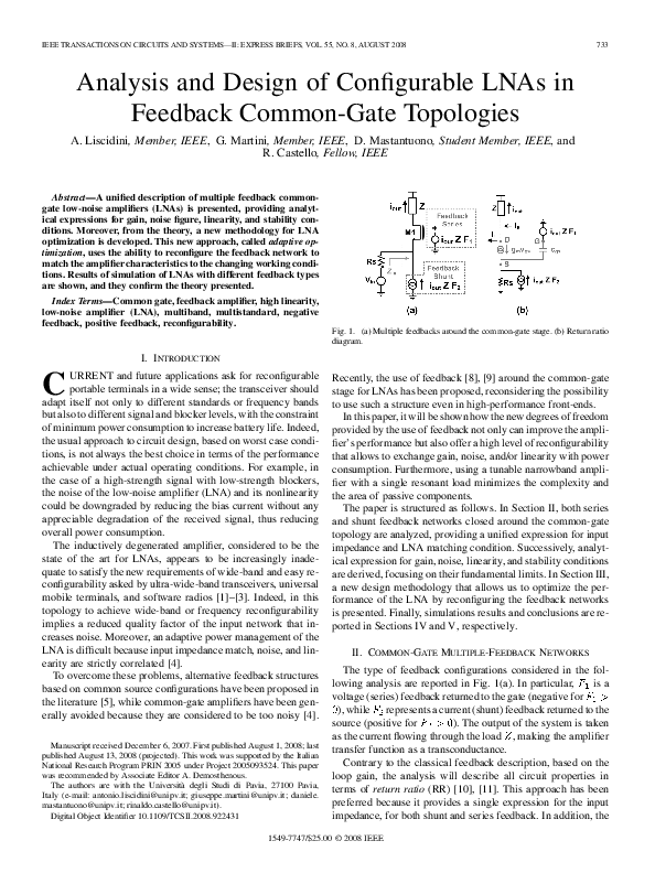 (PDF) Analysis and Design of Configurable LNAs in Feedback Common-Gate ...