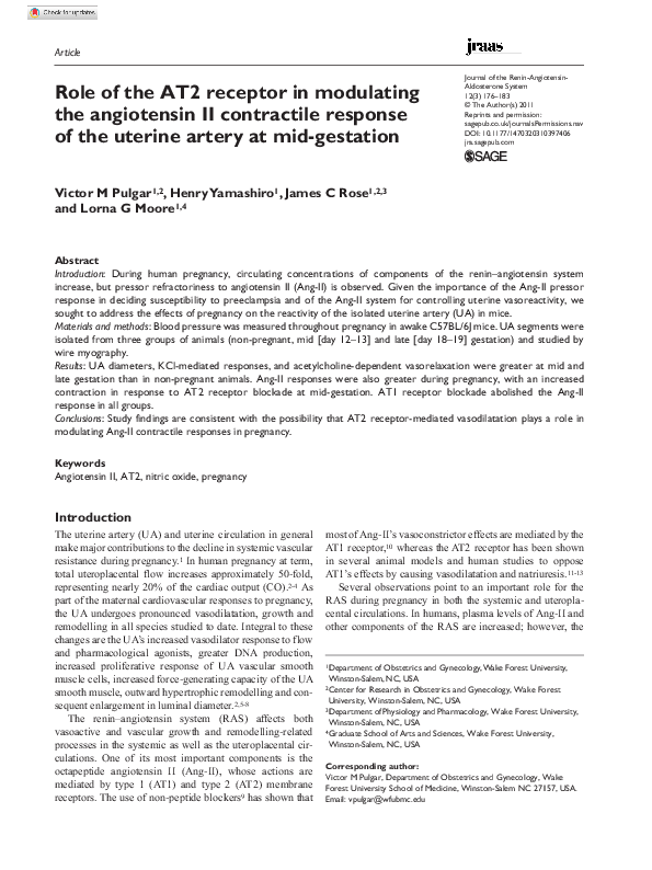 (PDF) Role of the AT2 receptor in modulating the angiotensin II ...