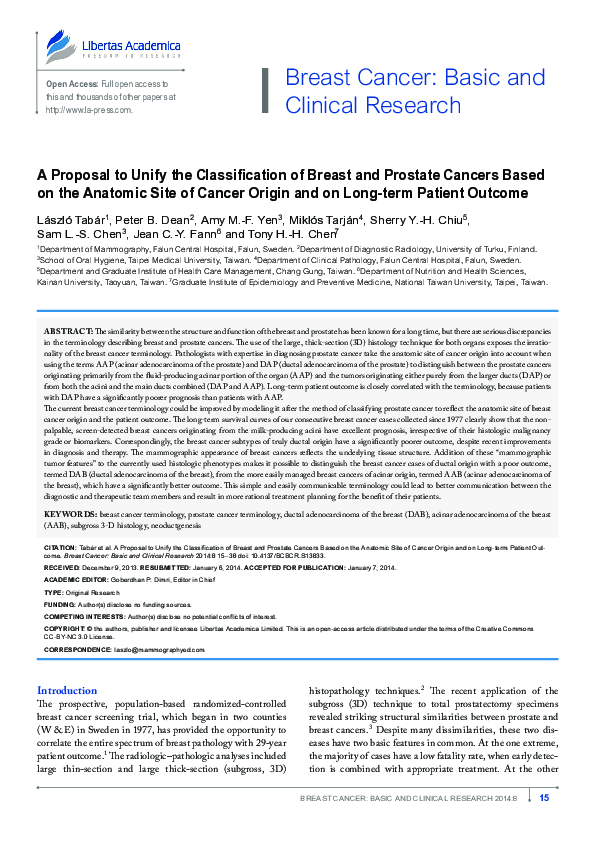(PDF) A Proposal to Unify the Classification of Breast and Prostate ...
