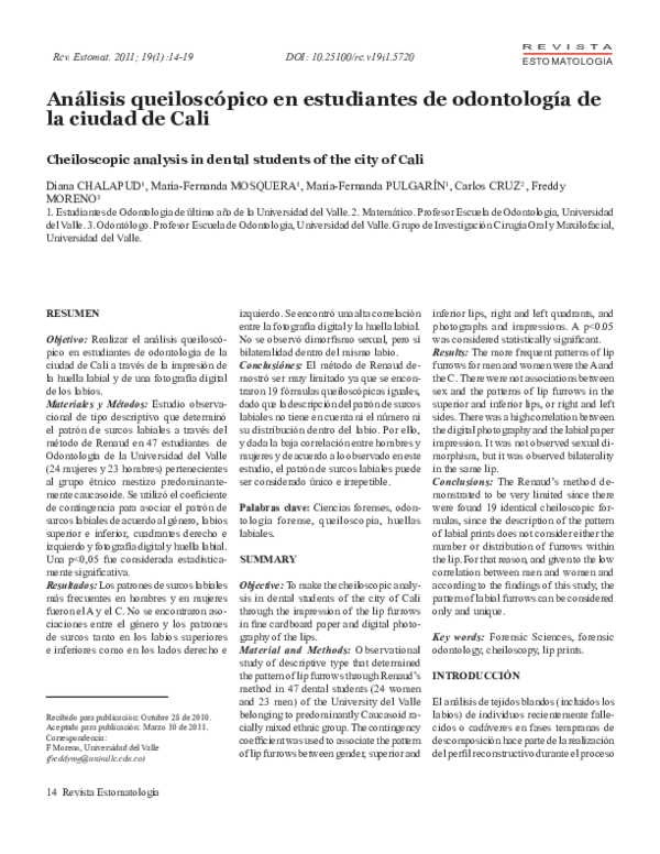 (PDF) Cheiloscopic analysis in dental students of the city of Cali ...