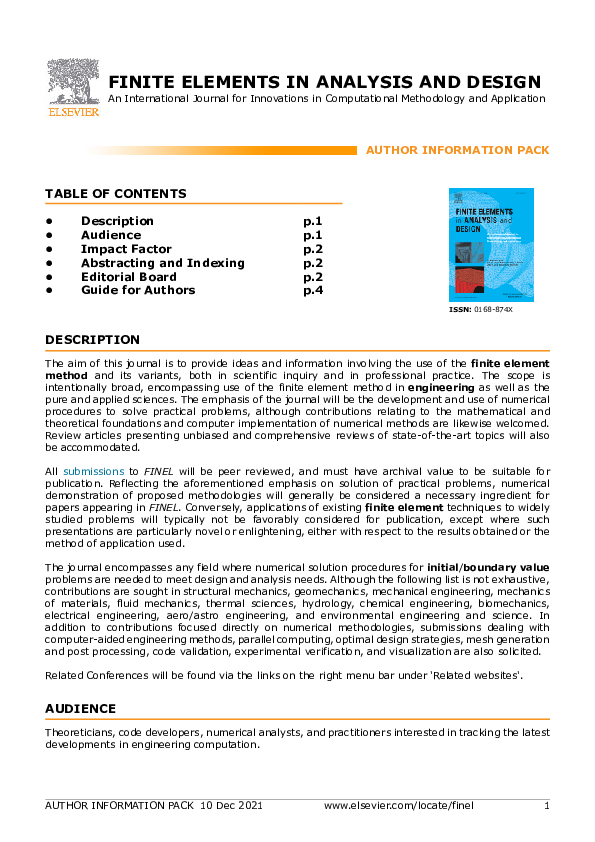 (PDF) Finite Elements in Analysis andDesign