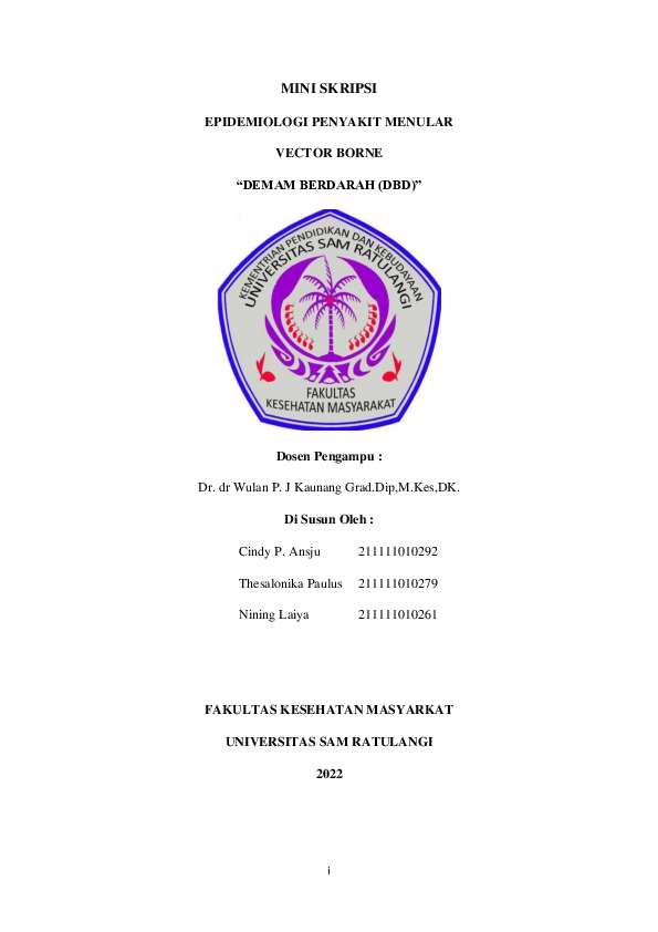 (PDF) MINI SKRIPSI DEMAM BERDARAH DENGUE (DBD)_EPIDEMIOLOGI PENYAKIT ...