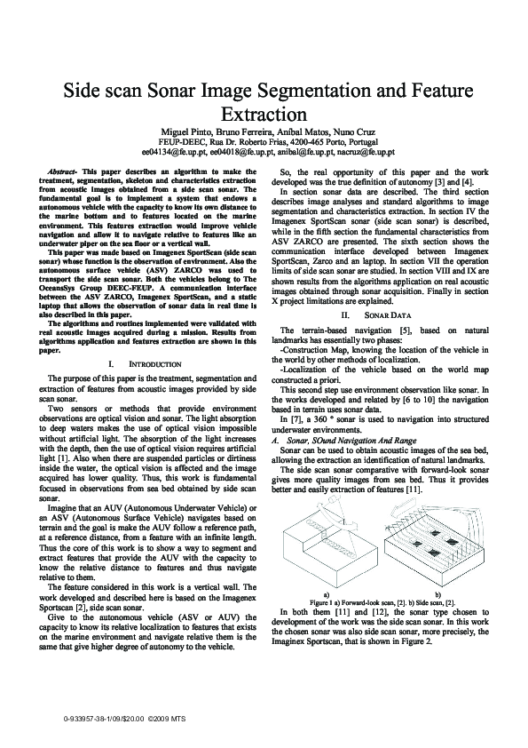 Pdf Side Scan Sonar Image Segmentation And Feature Extraction